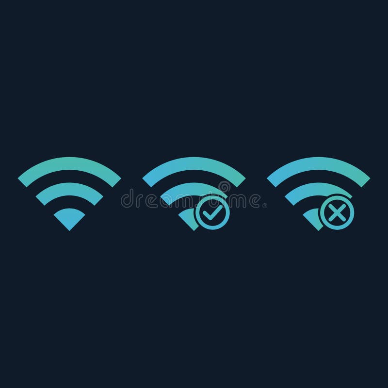 Wifi Internet Connected and Disconnected Icon Set. Check Mark for ...