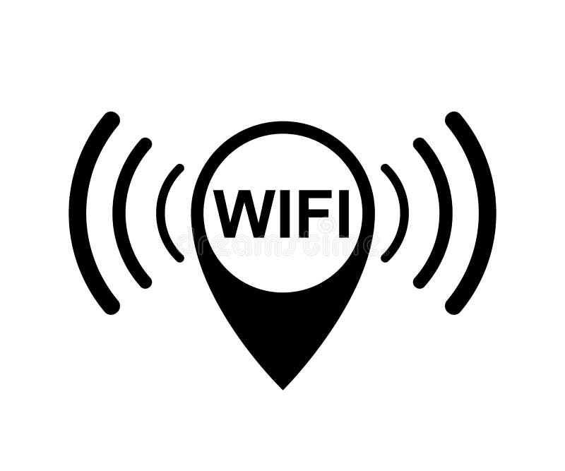 Wifi Internet Icon Sign with Pin Map Marker Pointer Icon, GPS Location ...