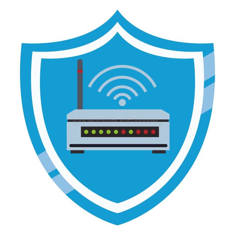 Router and shield stock vector. Illustration of protection - 162386837