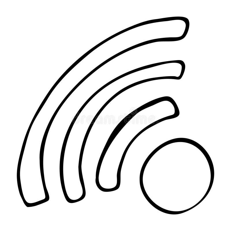 Wifi Internet Symbol, Vector Element in Doodle Style, Coloring Book ...