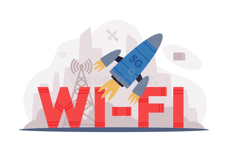 Wifi Internet Technology with Rocket Launching. Global High Speed ...