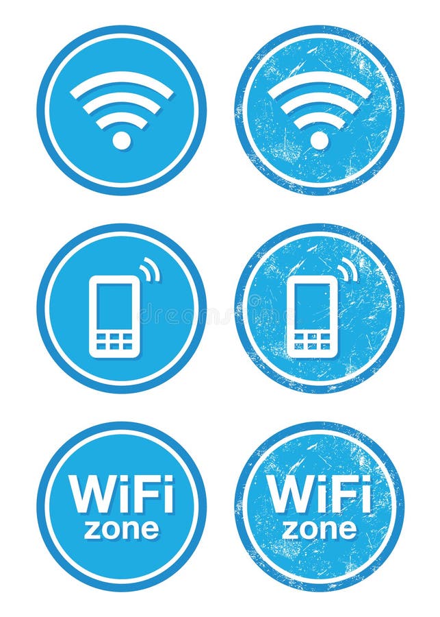 Wifi Network, Internet Zone Icons Set Stock Illustration - Illustration ...