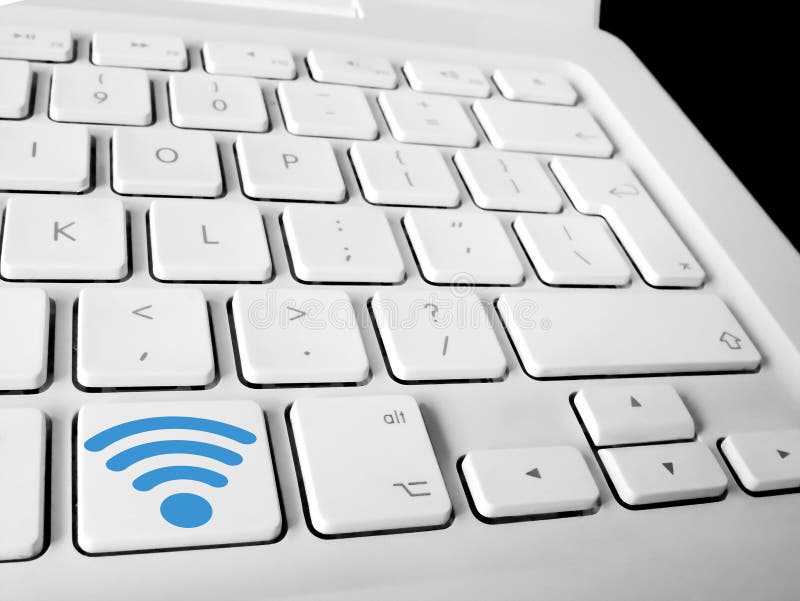 Wifi on the laptop key stock image. Image of creativity - 32471671