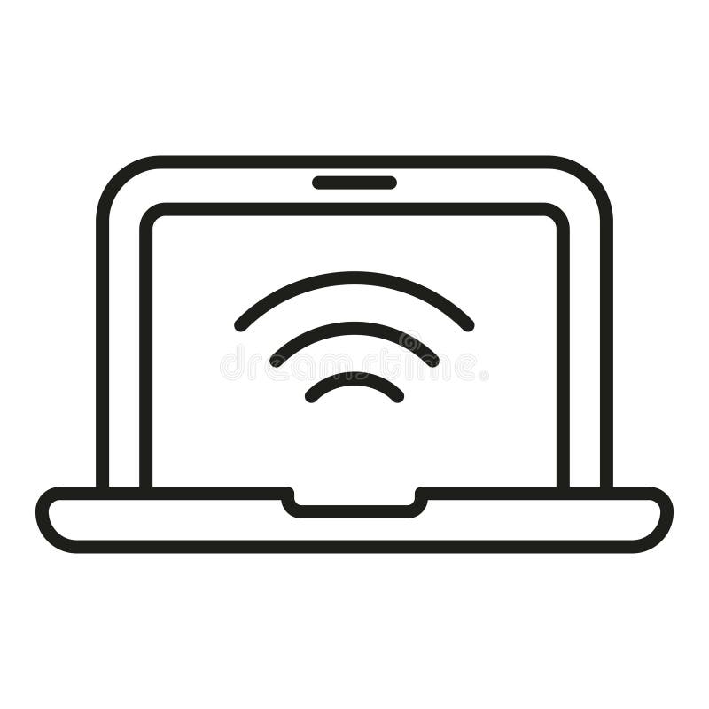 Wifi Laptop Point Icon Outline Vector. Smart Office Work Stock Vector ...