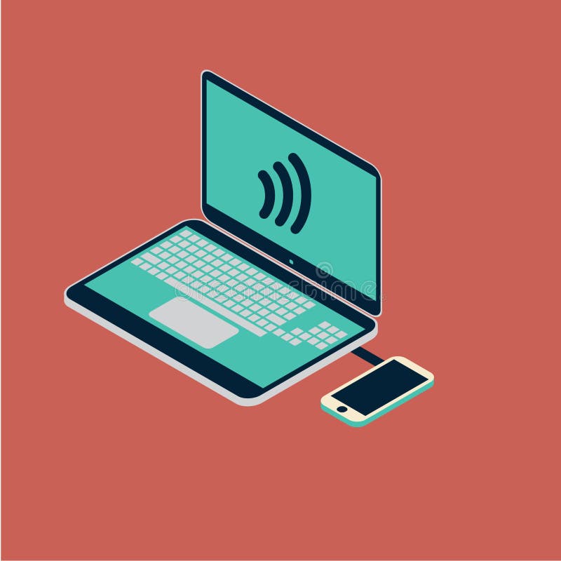 Wifi on Laptop. Vector Illustration Decorative Design Stock Vector ...