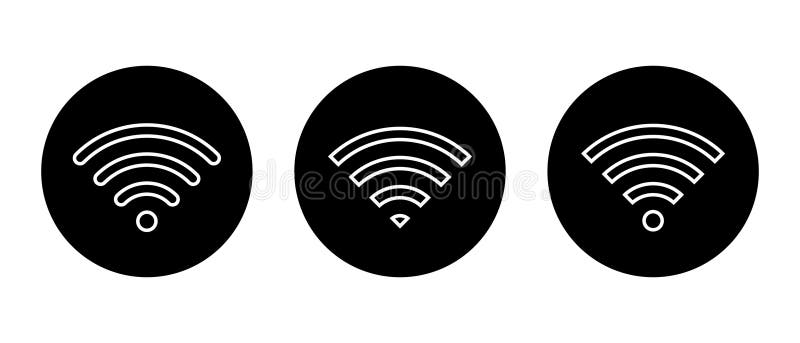 Wifi Line Icon Vector on Black Circle. Wireless Network Symbol Stock ...