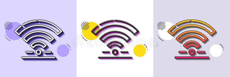 Wifi Line Icon. Wireless Internet Sign. Hotel Service. Halftone Dotted ...