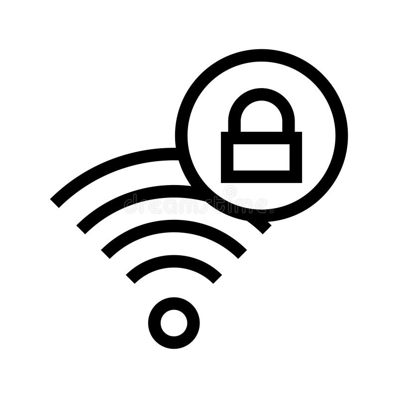 Wifi Lock Vector Line Icon stock illustration. Illustration of team ...