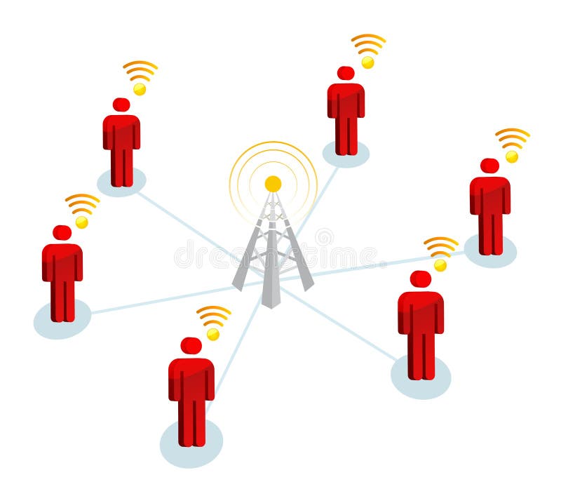 Person Wifi Wireless Connection To People Groups Stock Vector ...