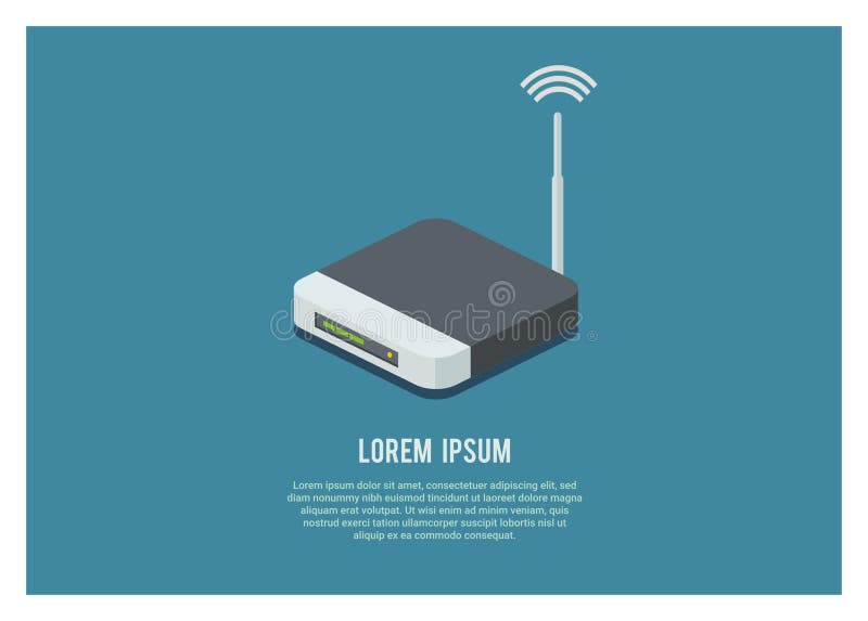 Wifi Modem. Simple Flat Illustration in Isomeyric View. Stock Vector ...