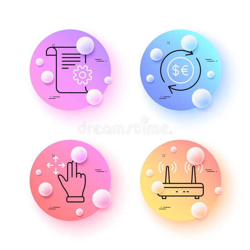 Wifi, Move Gesture and Technical Documentation Minimal Line Icons. for Web Application, Printing ...