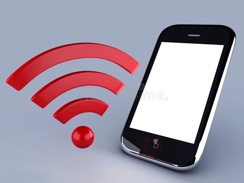 Wifi Network and Mobile Phone Stock Illustration - Illustration of data ...