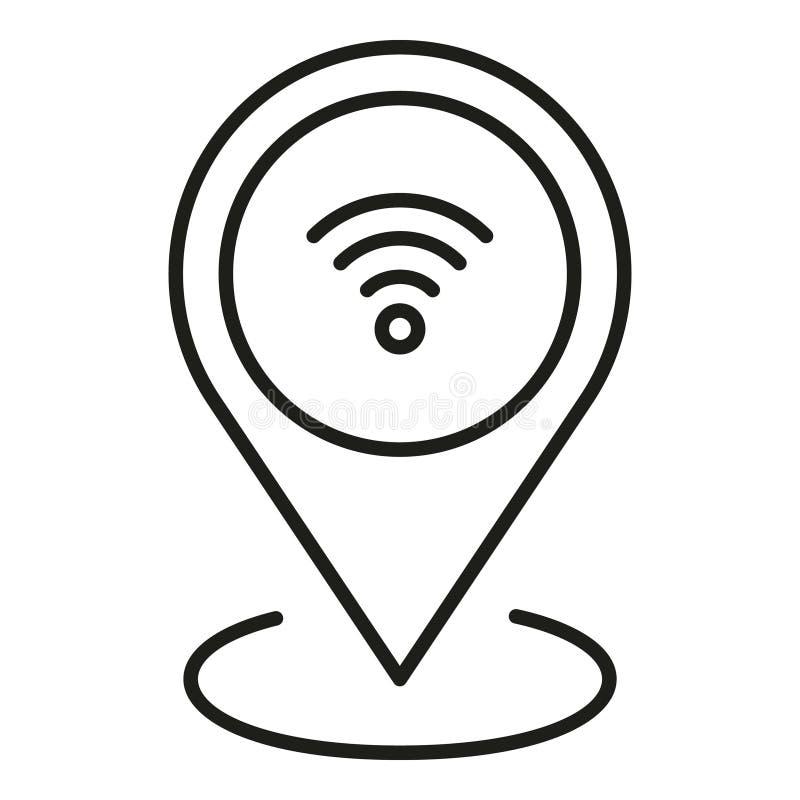 Wifi Point Location Icon Outline Vector. Work Data Stock Vector ...
