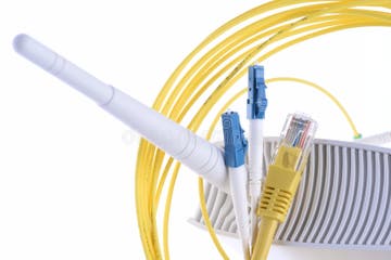 Wifi Router and Cable in Computer Network Stock Photo - Image of ...