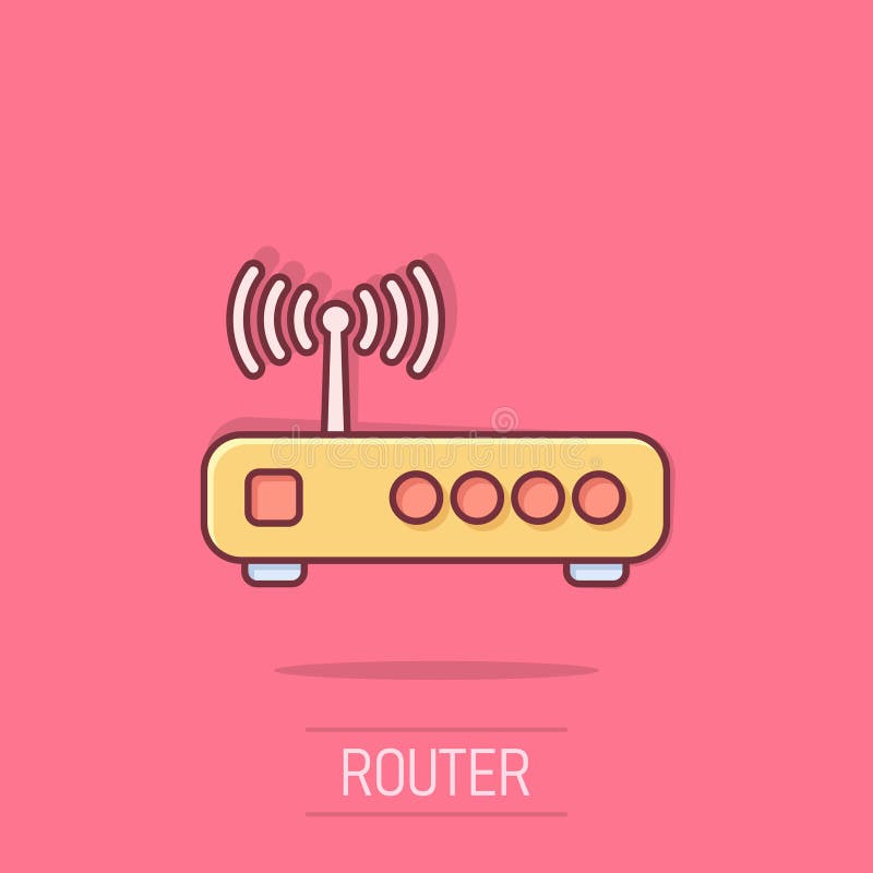Wifi Router Icon in Comic Style. Broadband Cartoon Vector Illustration ...