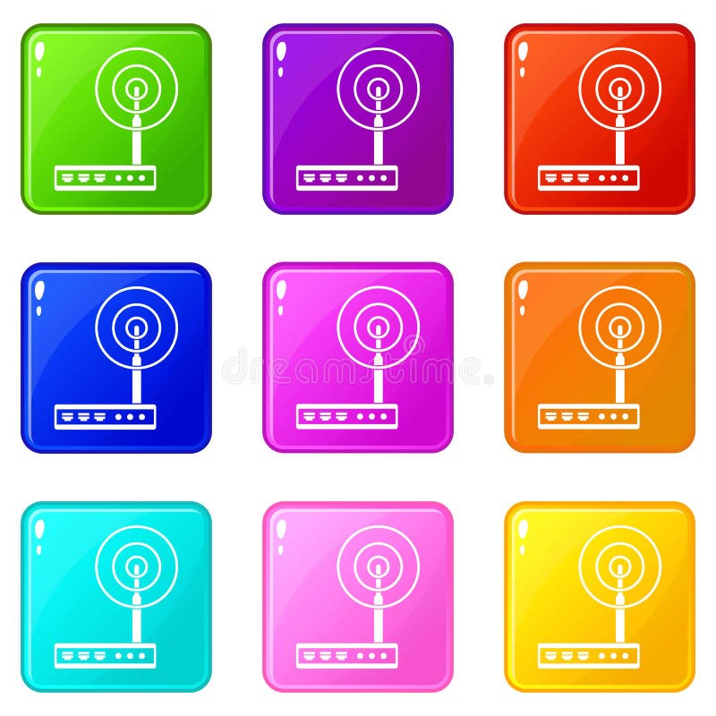 Wifi router icons 9 set stock vector. Illustration of socket - 96145101