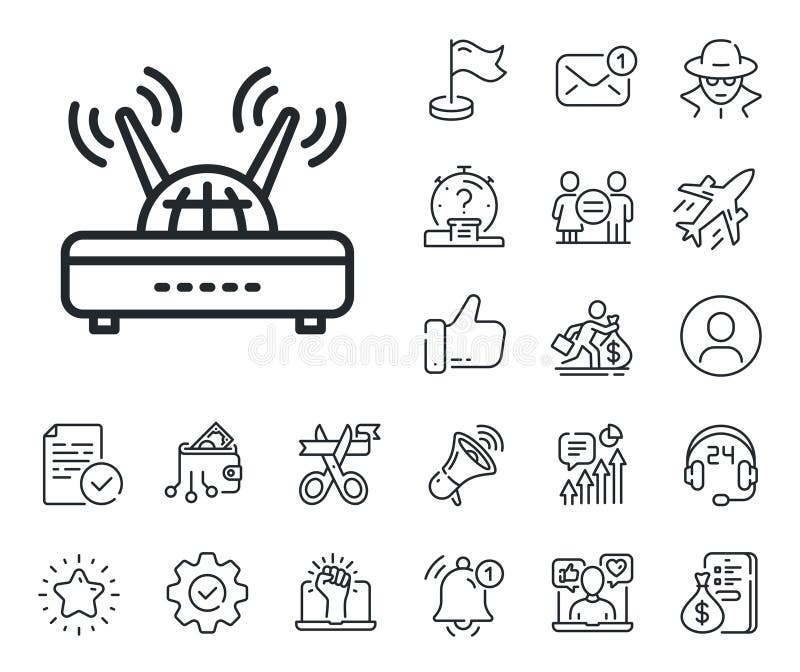 Wifi Router Line Icon. Computer Component Sign. Internet Symbol ...