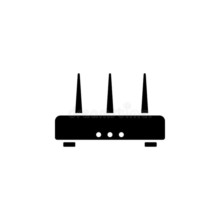 WiFi Router, Network Modem Solid Flat Vector Icon Isolated on White ...