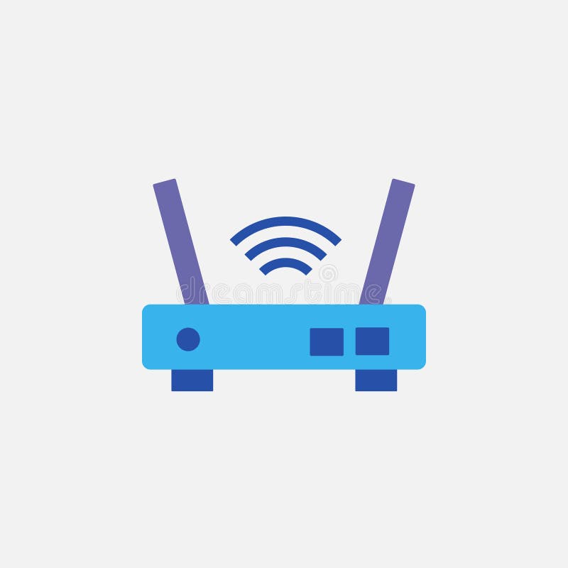 Wifi Router Port. Ethernet Device Flat Style Icon Vector Illustration ...