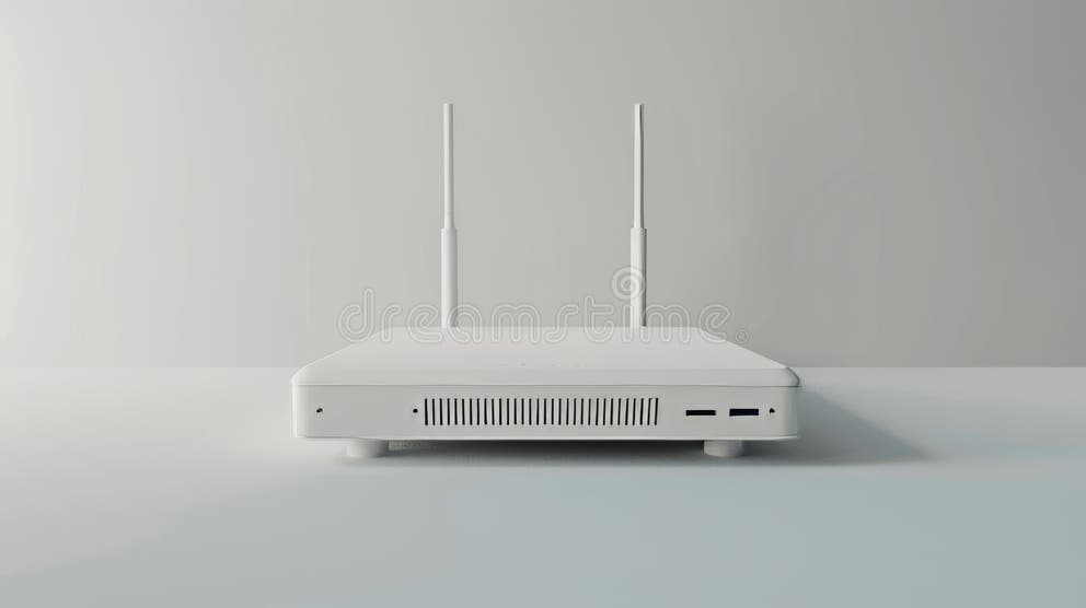 WiFi Router with Two Antennas Isolated on White - Modern Connectivity ...