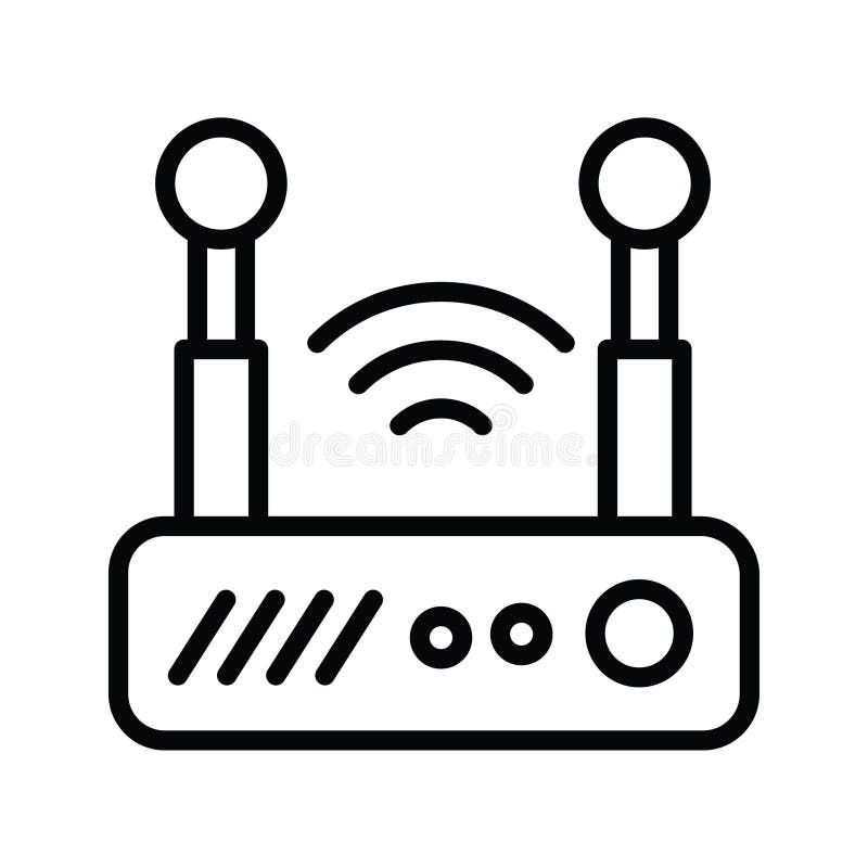 Wifi Router Vector Outline Icon Design Illustration. Cloud Computing ...