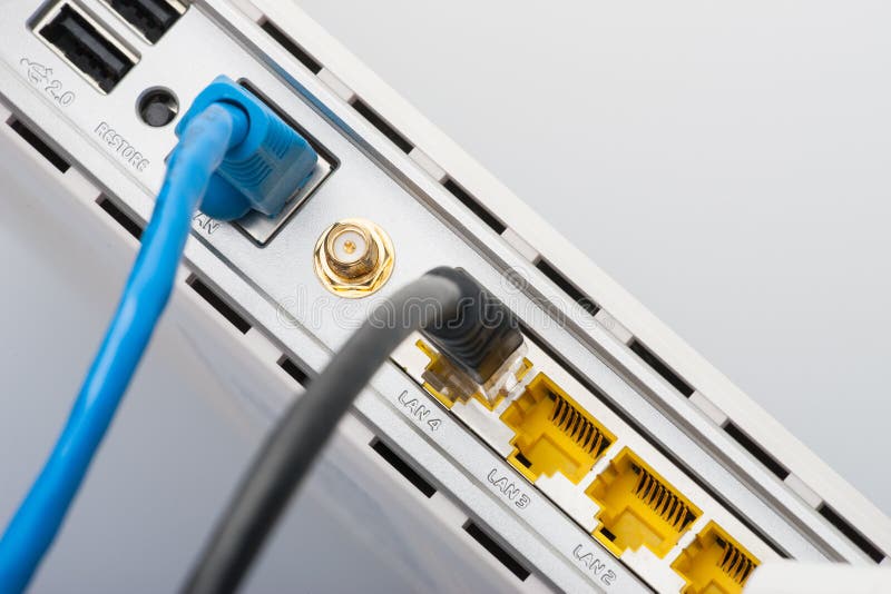 Wifi Routers Sockets for Connecting Network Cables Stock Photo - Image ...