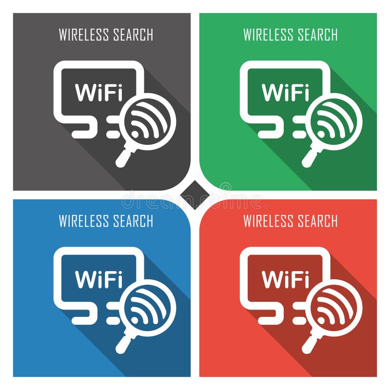 Wifi Search Flat Vector Icon on Colorful Background. Simple PC Web ...