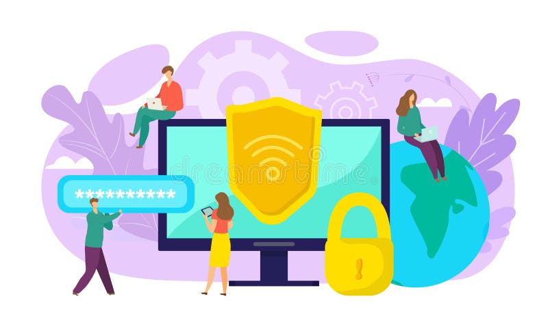 Wifi Security Concept, Online Safety, Data Protection, Secure Connection Vector Illustration ...