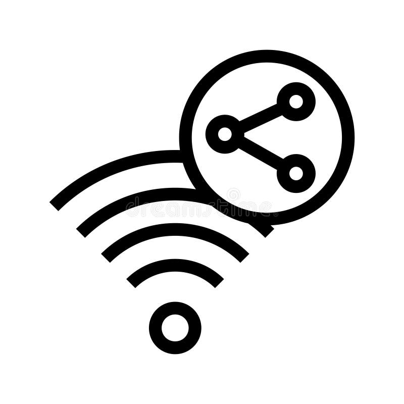 Wifi Sharing Vector Line Icon Stock Vector - Illustration of glyphs ...