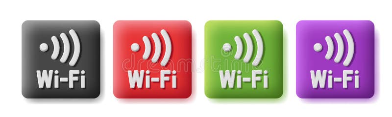 Wifi Sign, Square Label or Sticker in Different Colors with White ...