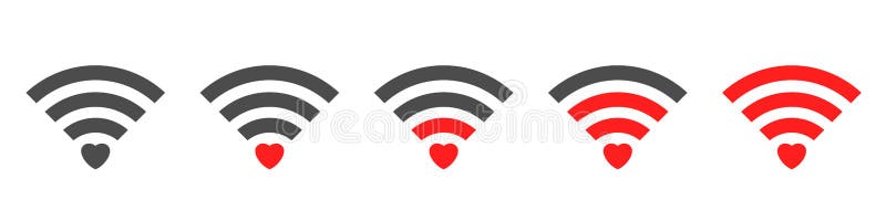 Wifi Signal Icon with Red Heart Stock Illustration - Illustration of ...