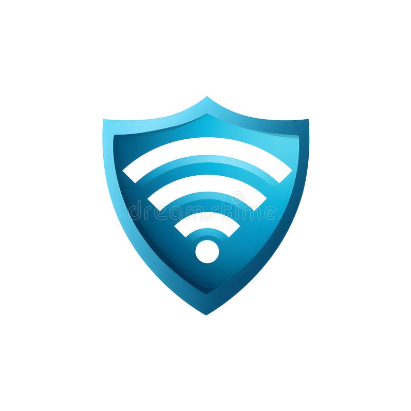 Wifi Signal Inside a Blue Shield Representing Secure Internet Connection, Data Protection, and ...