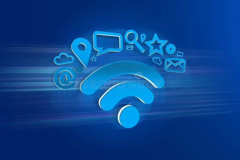 Wifi Symbol Connection Surrounded by Multimedia and Internet App Stock ...