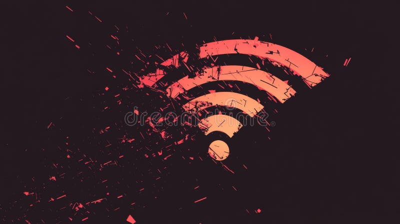 Wifi Symbol Exploding into Many Particles on Dark Background Stock ...