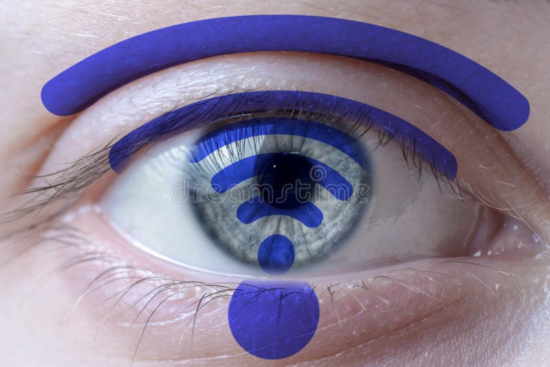 Wifi Symbol on the Face and the Iris Stock Photo - Image of look ...
