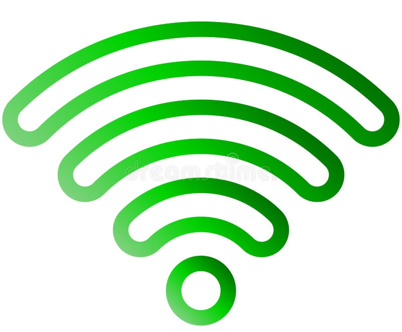Wifi Symbol Icon - Green Outlined Rounded Gradient, Isolated - Vector ...