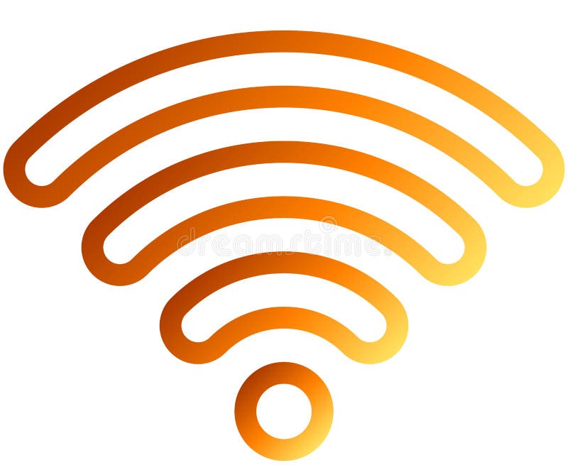 Wifi Symbol Icon - Orange Outlined Rounded Gradient, Isolated - Vector ...
