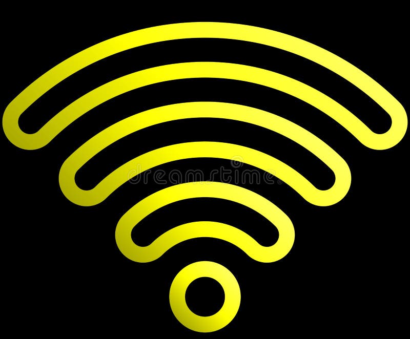 Wifi Symbol Icon - Yellow Outlined Rounded Gradient, Isolated - Vector ...