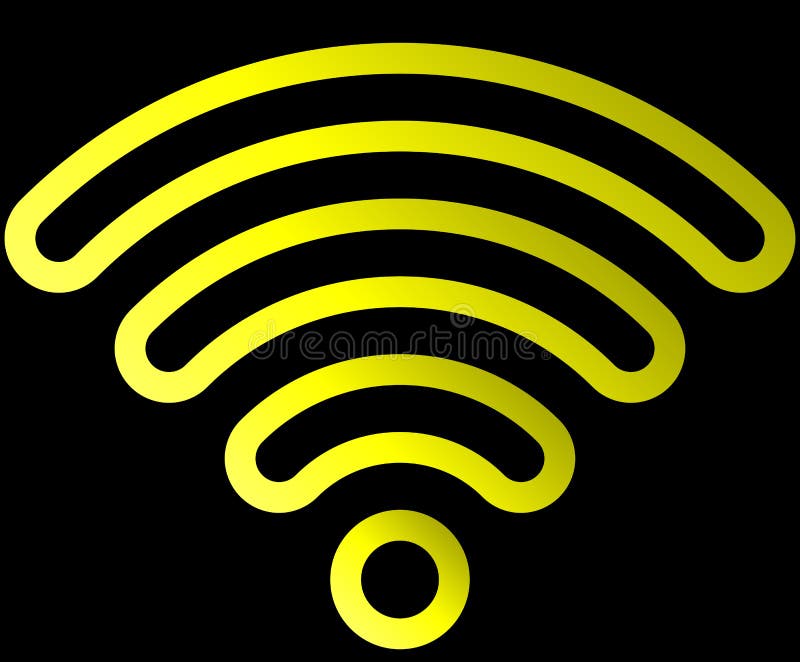 Wifi Symbol Icon - Yellow Outlined Rounded Gradient, Isolated - Vector ...
