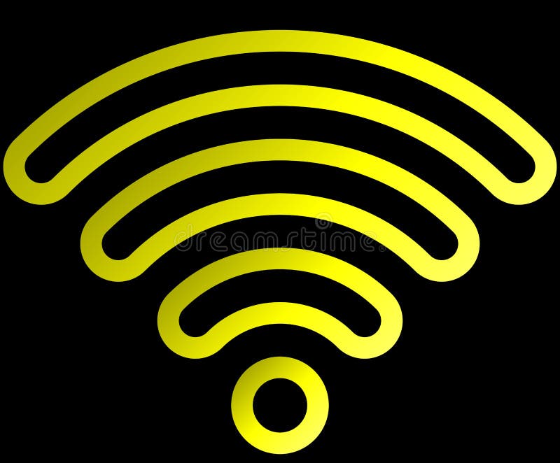 Wifi Symbol Icon - Yellow Outlined Rounded Gradient, Isolated - Vector ...