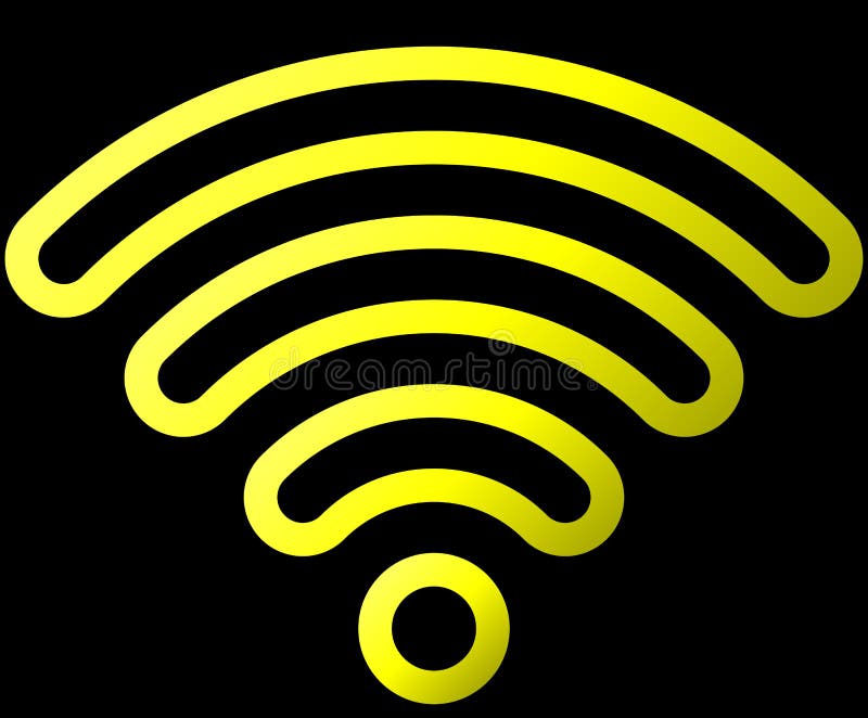 Wifi Symbol Icon - Yellow Outlined Rounded Gradient, Isolated - Vector ...