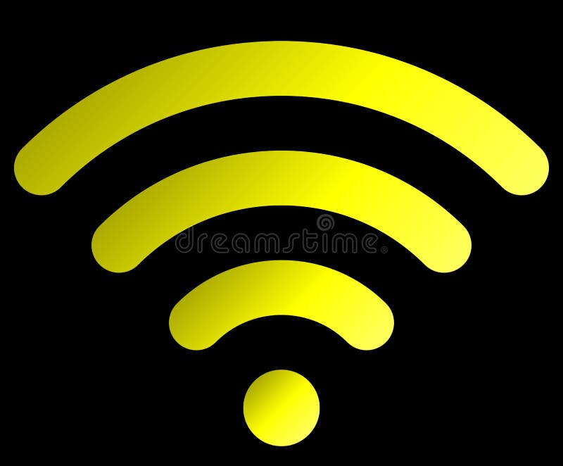 Wifi Symbol Icon - Yellow Simple Rounded Gradient, Isolated - Vector ...