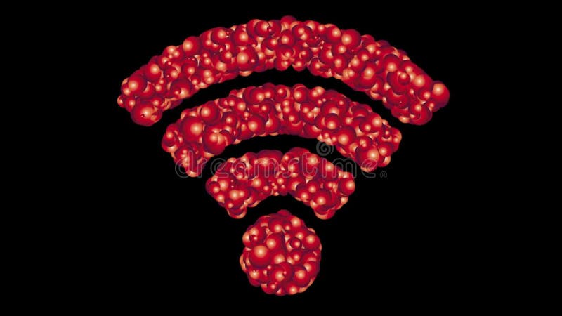 WIFI Symbol with Red Spheres Effect on Plain Black Background Stock ...