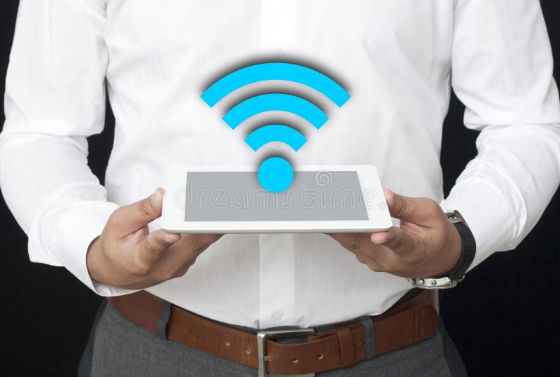 Wifi on the Tablet stock image. Image of conect, holding - 34696477