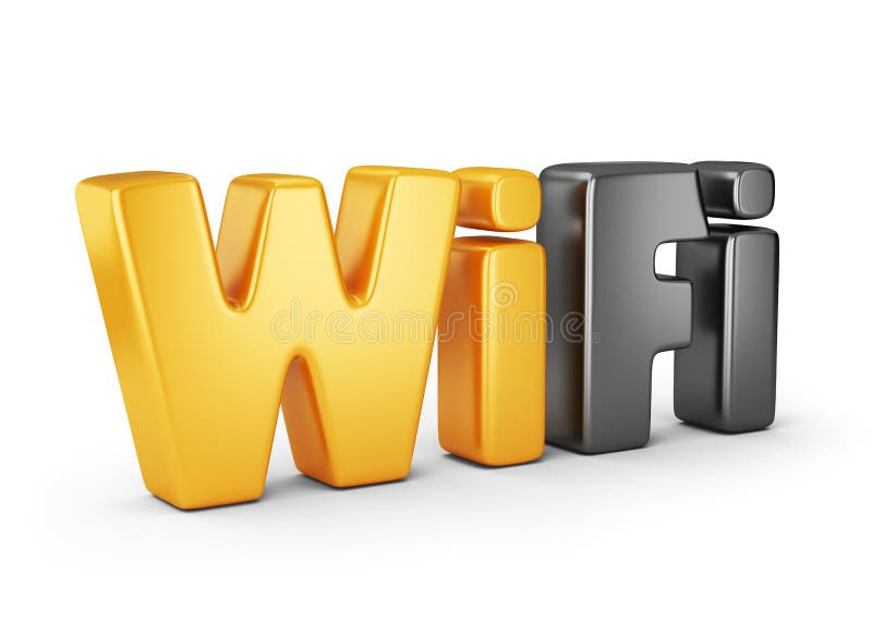 Wifi text symbol. 3D Icon stock illustration. Illustration of design ...