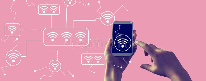 Wifi theme with smartphone stock illustration. Illustration of network ...