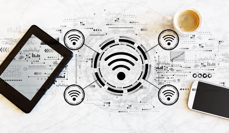 Wifi Theme with Tablet and Phone Stock Image - Image of wireless ...