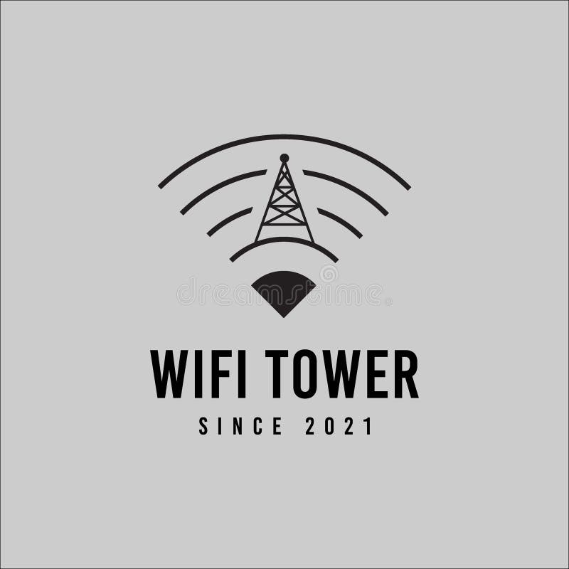 Wifi Tower Logo Design Illustration Modern and Simple Style Stock ...