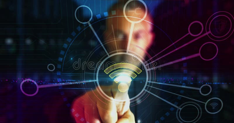 WiFi Wireless Mobile Connection Symbol Digital 3d Finger Touch Stock ...
