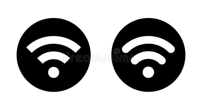 Wifi, Wireless Network Icon on Black Circle Stock Vector - Illustration ...